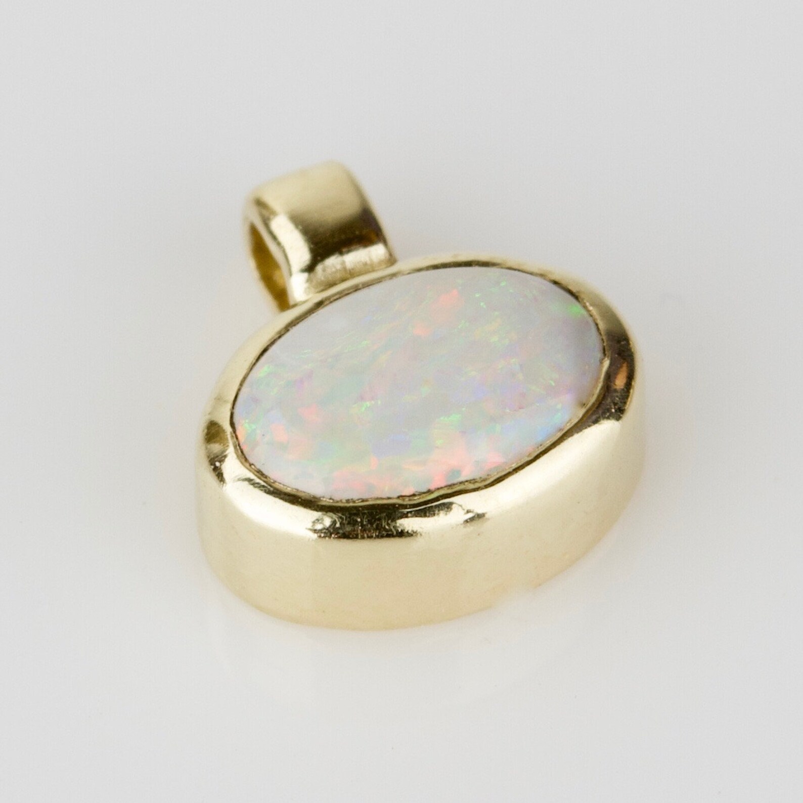 Oval Opal Necklace Oval Opal Pendant SOLID Gold Opal | Etsy