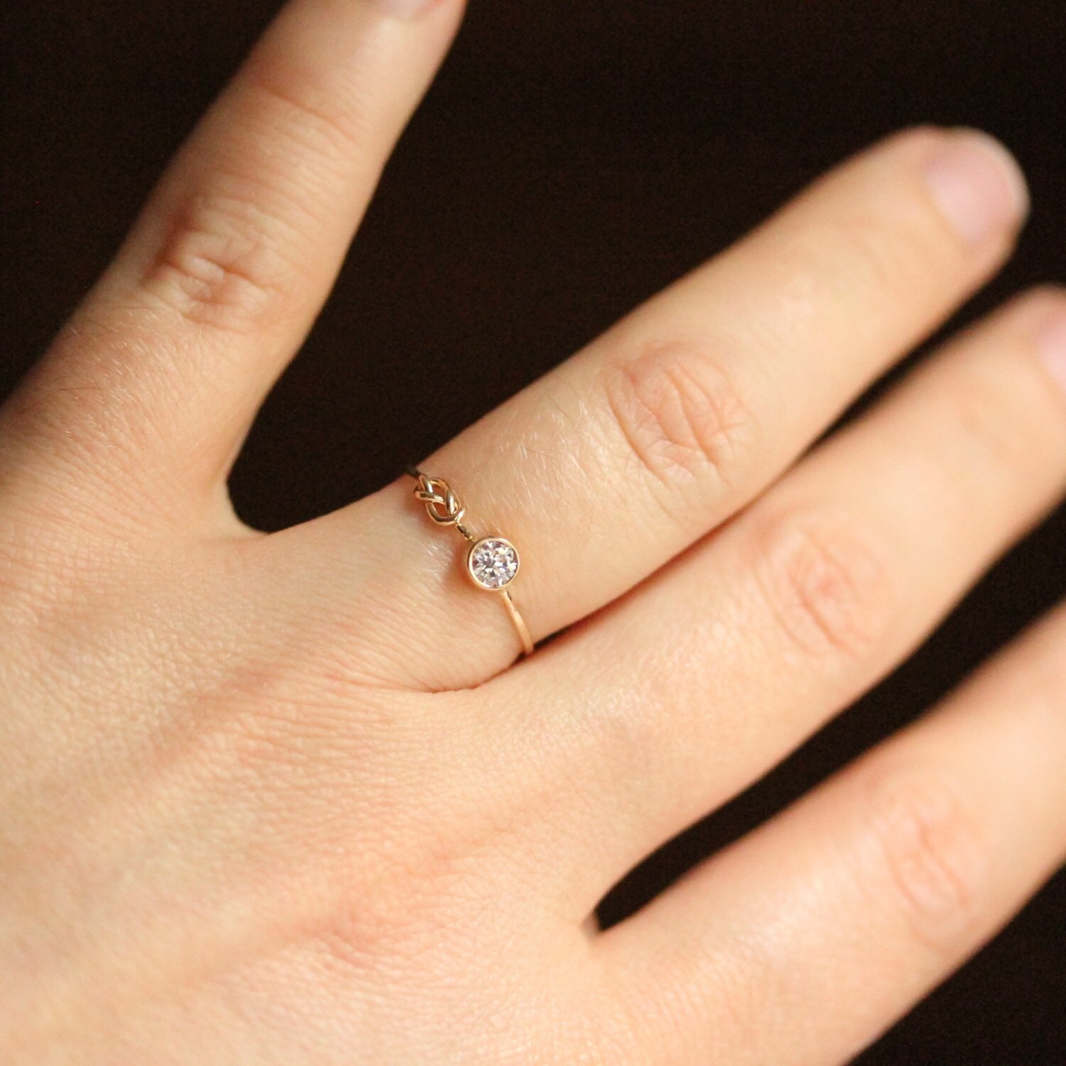 Infinity Knot Birthstone Ring SOLID Gold Infinity Ring 14k | Etsy