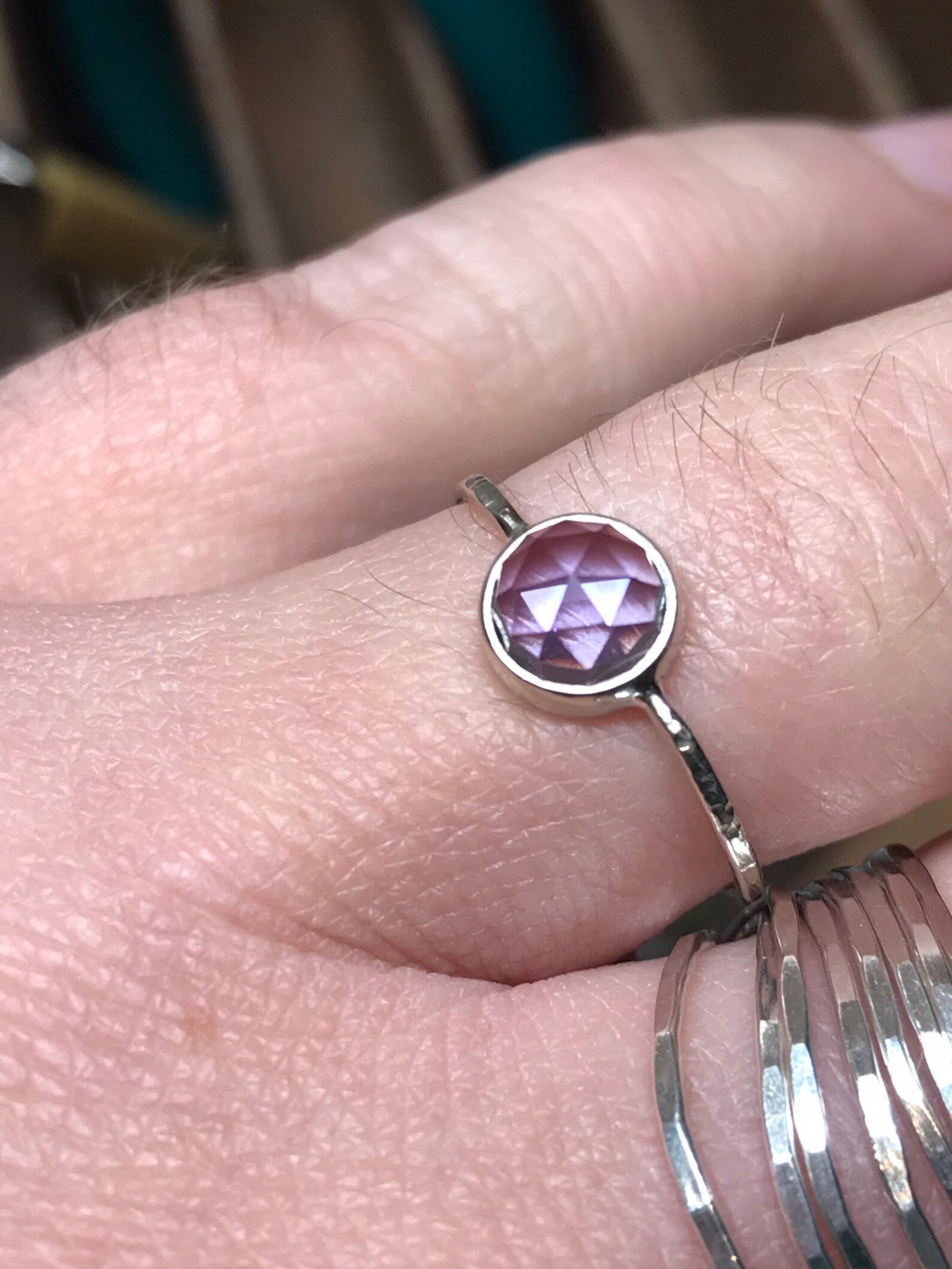 SOLID Gold Rose Cut Alexandrite Stacking Ring | June Birthstone Ring ...