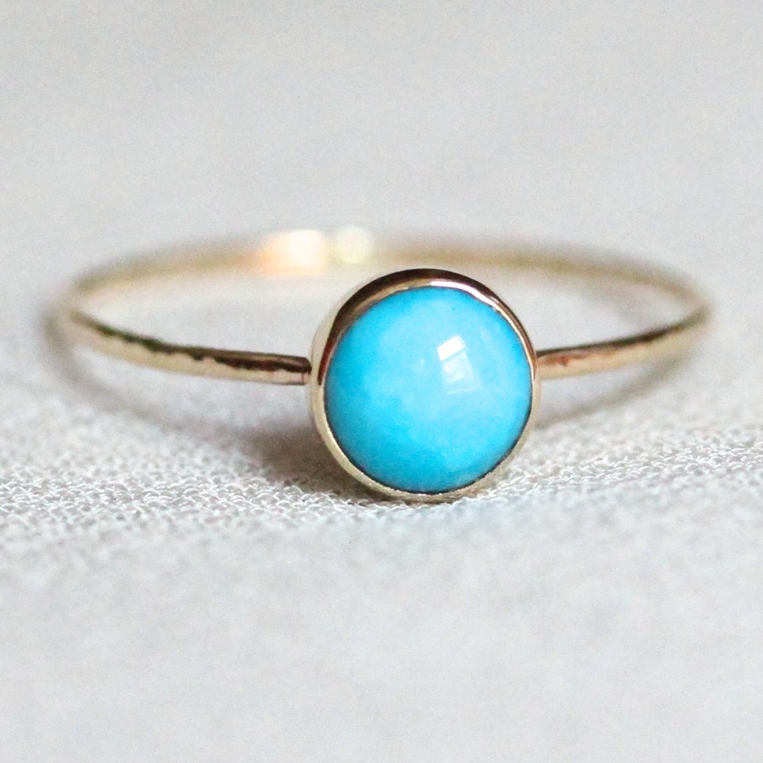 Arizona Turquoise Ring | SOLID Gold Natural Turquoise Ring | Dainty ...