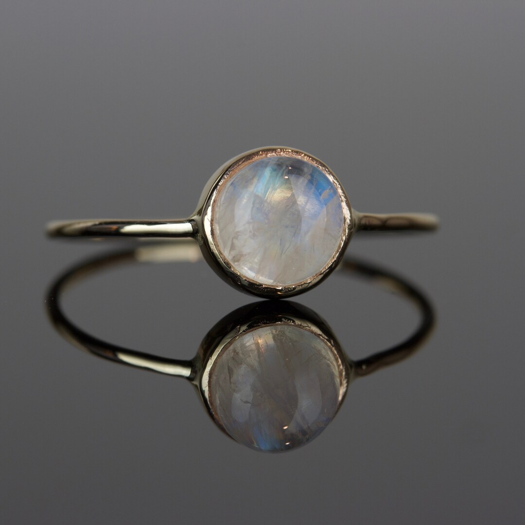 Rainbow Moonstone Ring | SOLID Gold Moonstone Ring | Dainty Moonstone ...