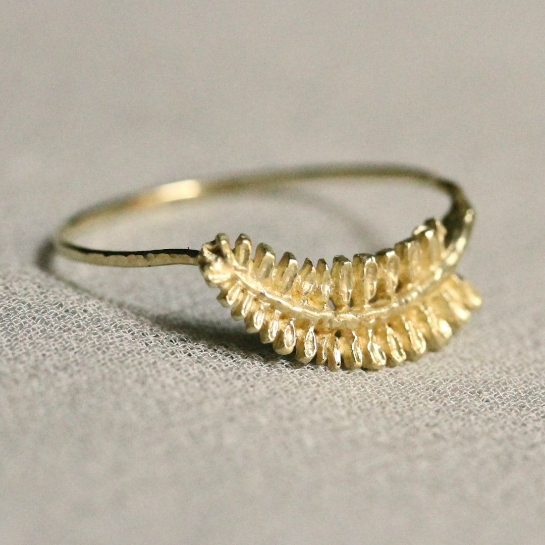 Fern Ring SOLID 14k Gold | Fern Leaf Ring | Hand Carved | Botanical ...