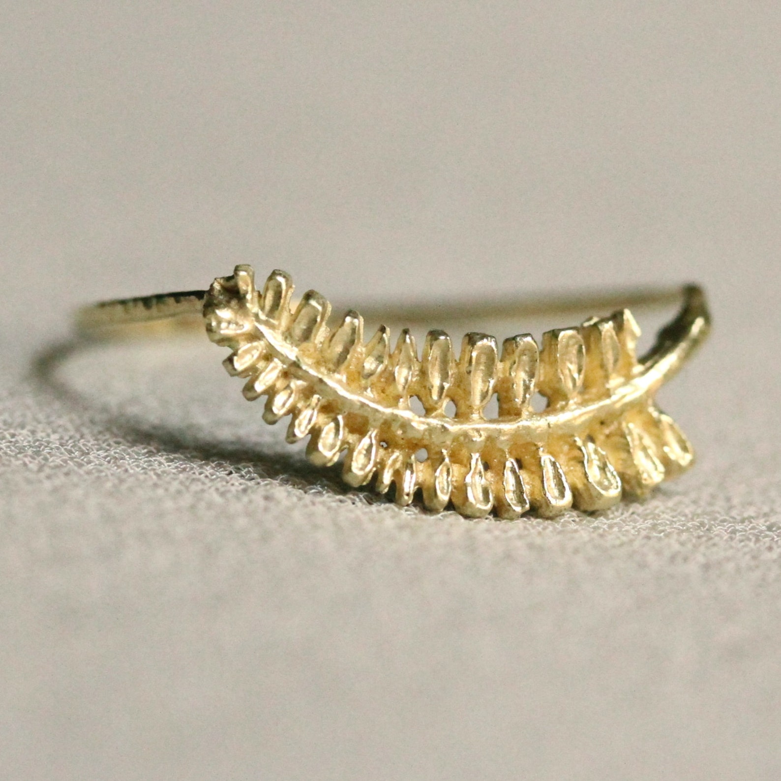 Fern Wedding Band | Dainty Leaf Ring | Leaf Wedding Band | SOLID Gold ...