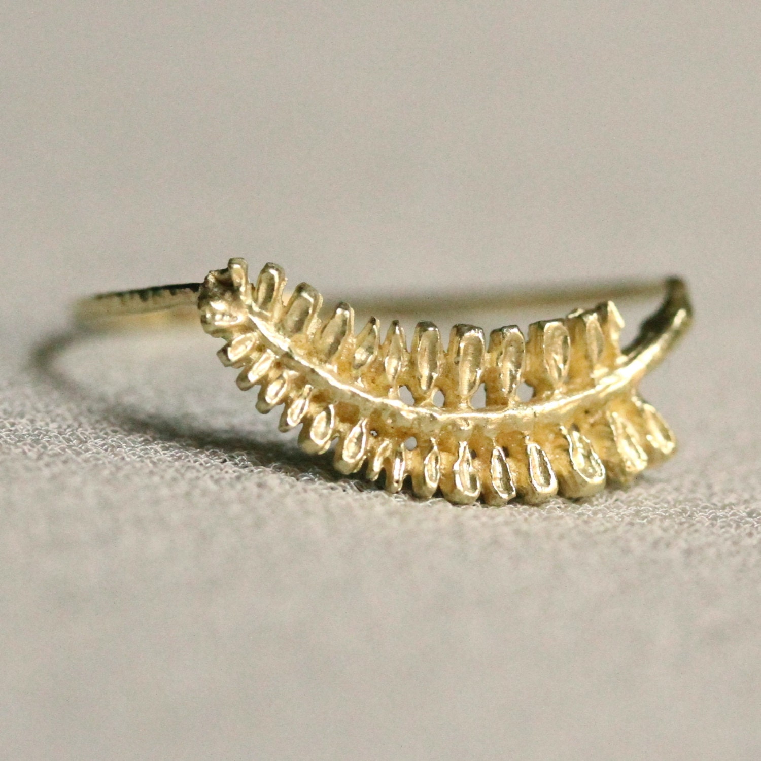 Fern Wedding Band | Dainty Leaf Ring | Leaf Wedding Band | SOLID Gold ...