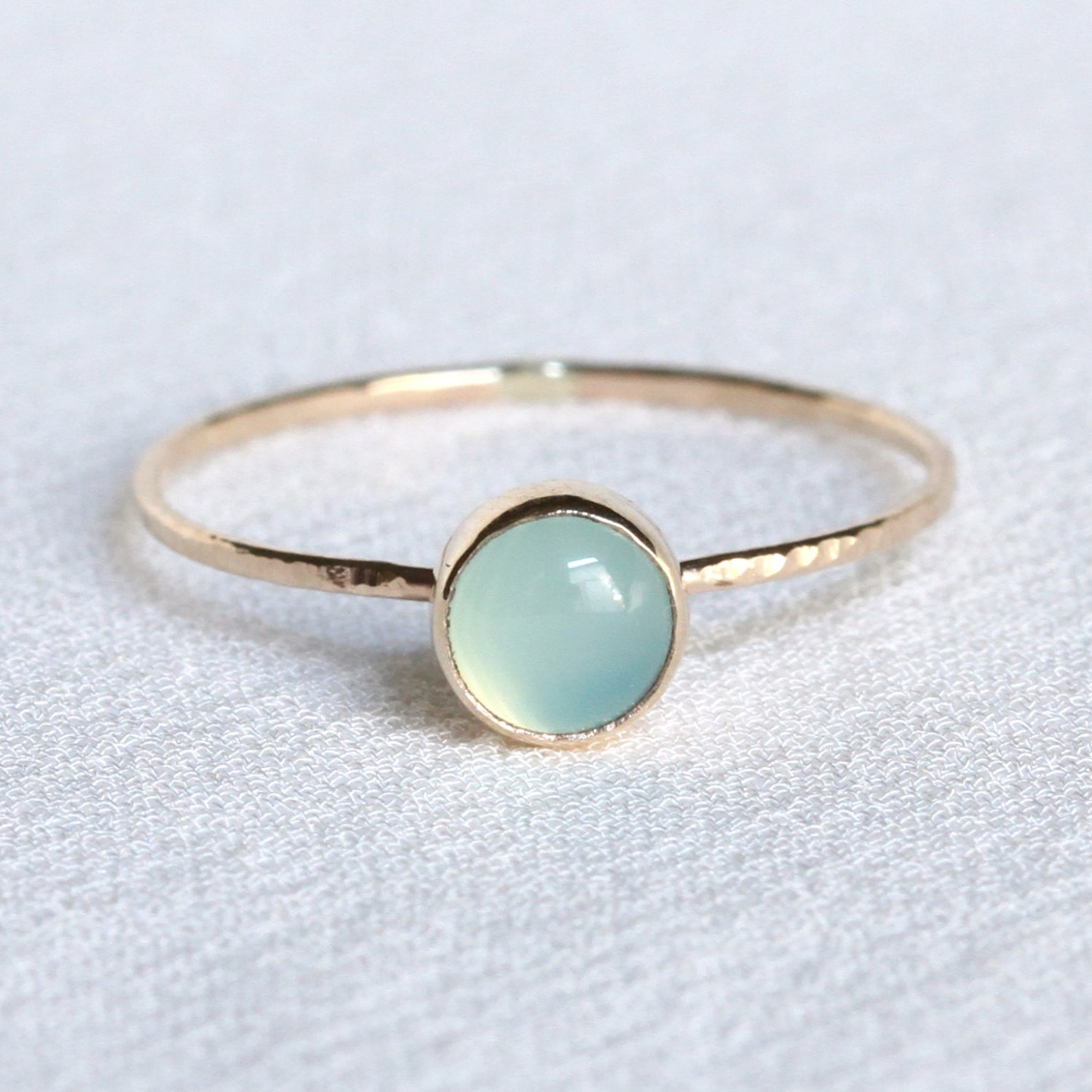 White Diamond and Aqua Chalcedony Rings SOLID 14k Gold - Etsy
