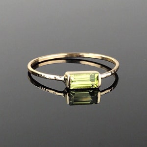 Peridot Baguette Ring | SOLID 14k Gold Peridot Baguette Ring | Art Deco ...