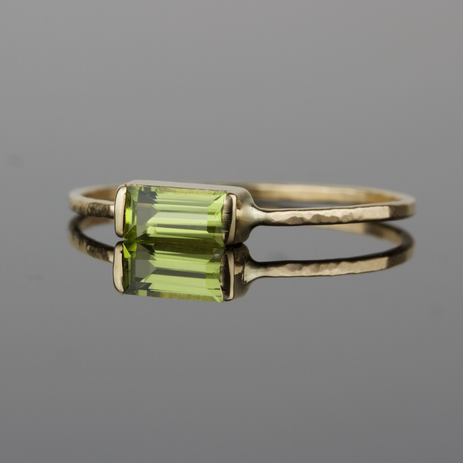 Peridot Baguette Ring SOLID 14k Gold Peridot Baguette Ring - Etsy