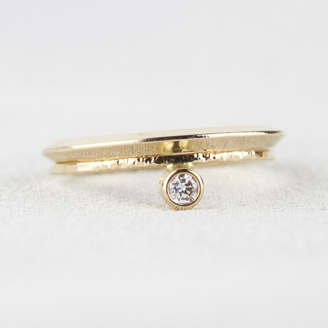 Triangle 14k Gold Geometric Wedding Band - SOLID 14k Yellow or Rose or ...