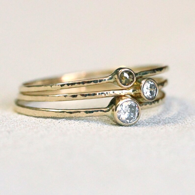 Three Diamond Rings Diamond Stacking Rings April - Etsy