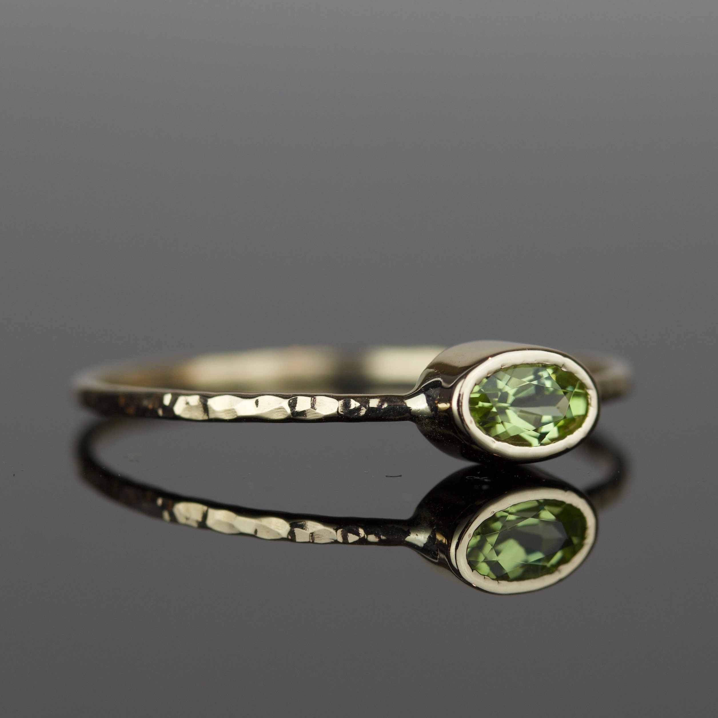 Natural Oval Peridot Ring Solid 14k Gold August Birthstone | Etsy