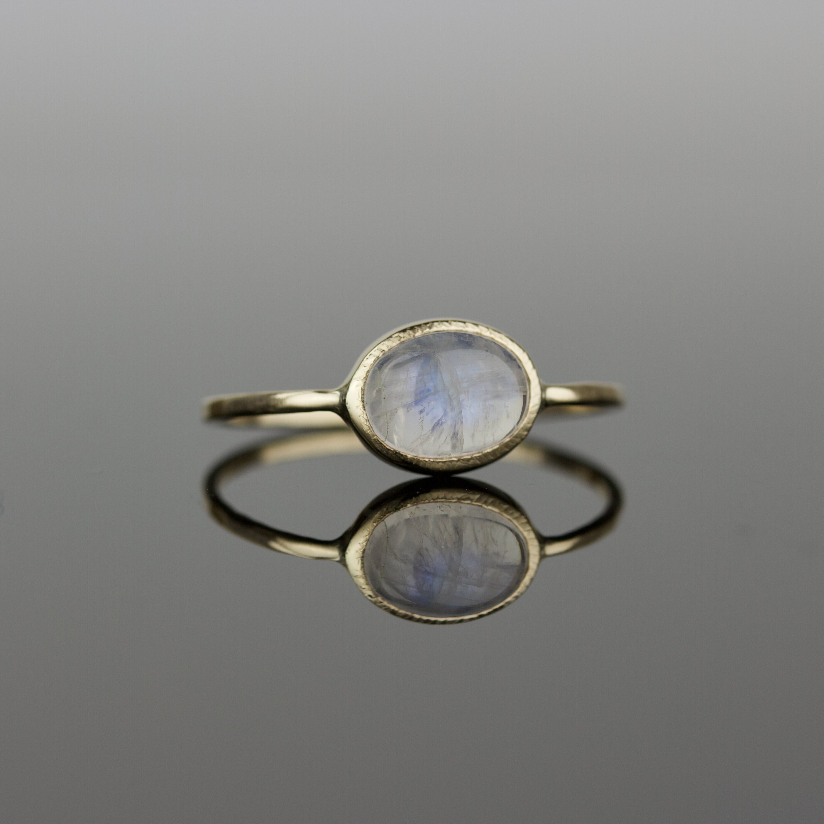SOLID 14k Gold Oval Rainbow Moonstone Ring | Oval Moonstone Ring ...