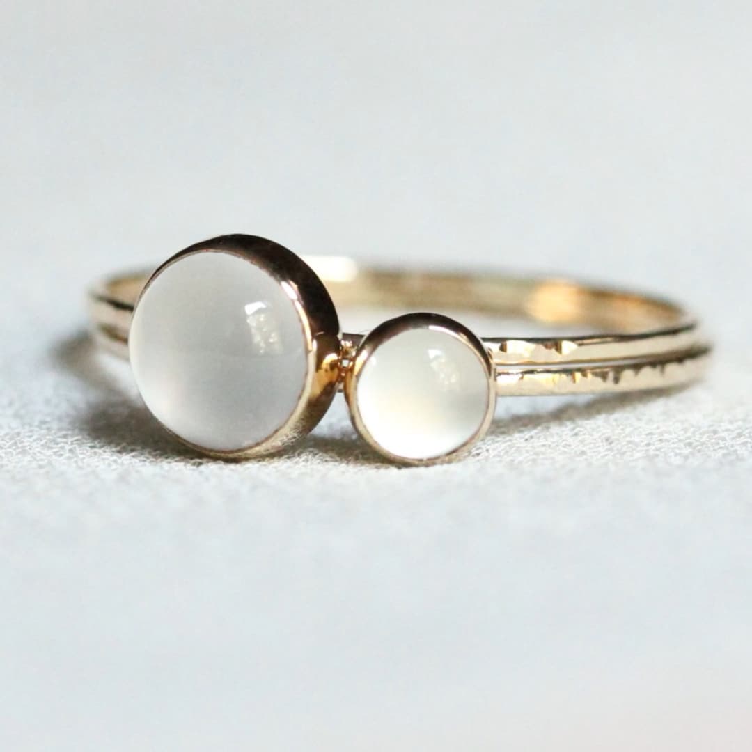 Select Two Stones - SOLID 14k Gold Gemstone Stack Rings - Dainty ...