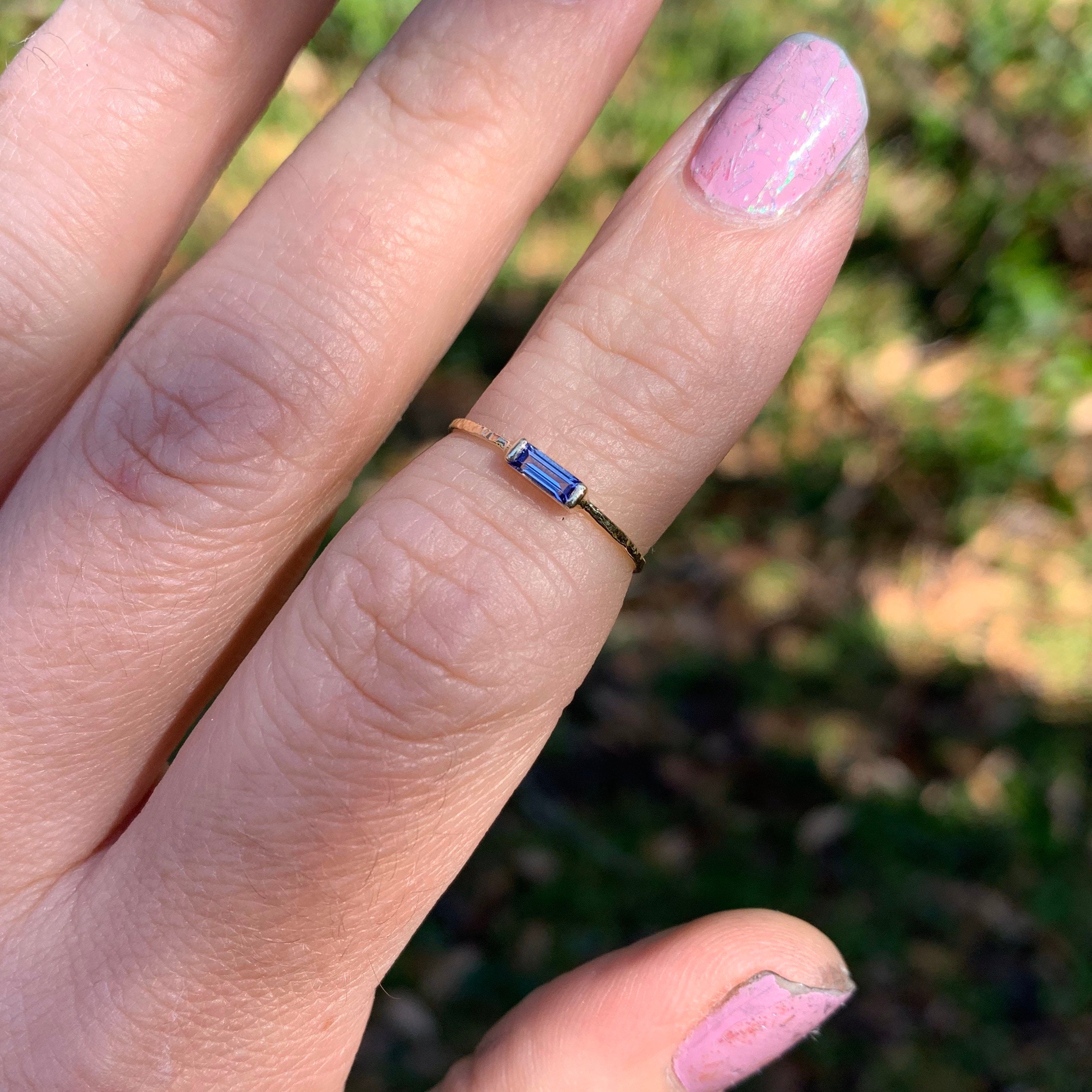 SOLID 14k Gold Tanzanite Baguette Ring Natural Tanzanite Art | Etsy