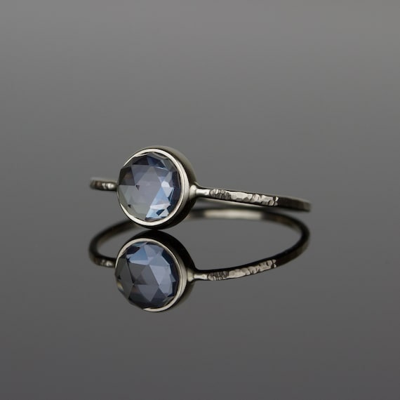 Solid Gold Rose Cut Alexandrite Stacking Ring June | Etsy