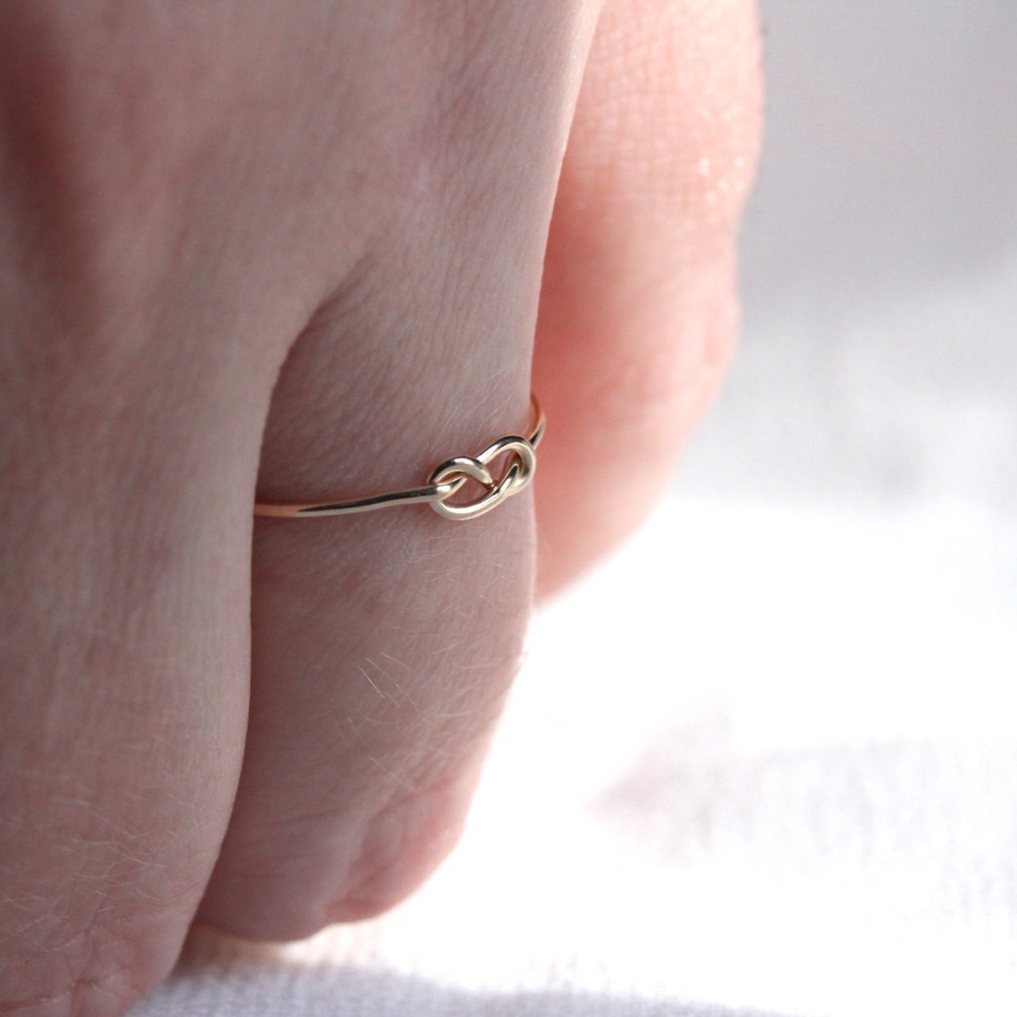 SOLID Gold Infinity Knot Stack Ring | 14k or 18k White, Green, Yellow ...