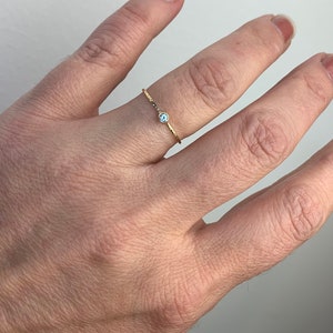 Dainty Aquamarine Ring | March Birthstone Ring | Tiny Stacking Ring | SOLID Gold Stacking Ring ...