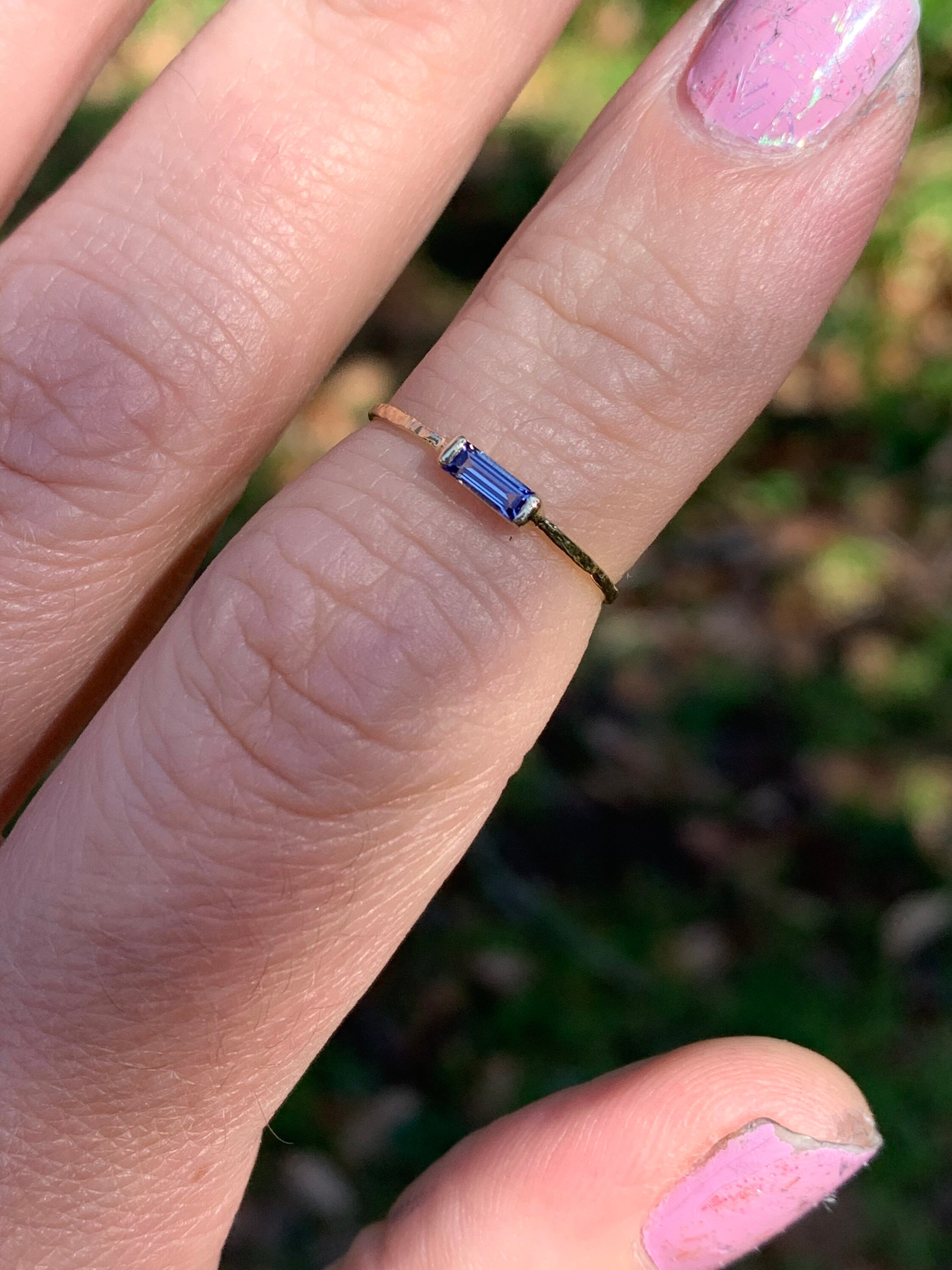 SOLID 14k Gold Tanzanite Baguette Ring Natural Tanzanite Art | Etsy