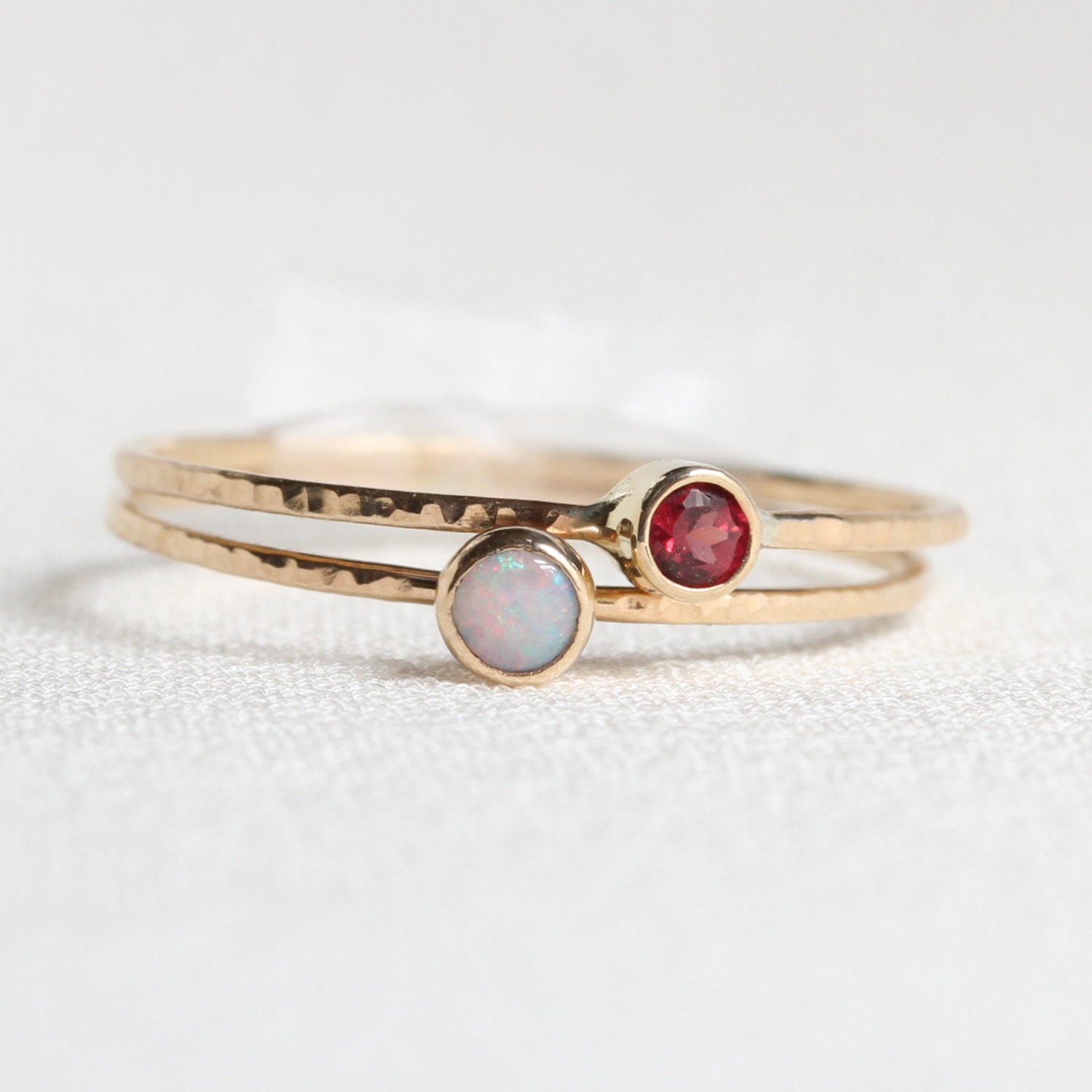 Custom SOLID Gold Birthstone Rings Personalized Birthstone - Etsy