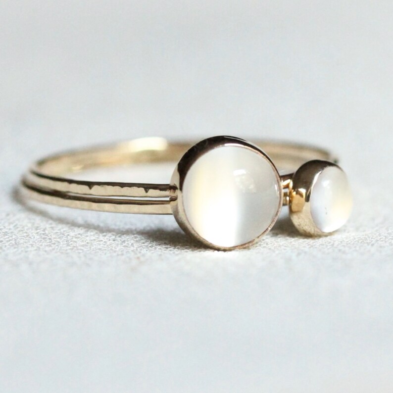 Select Two Stones - SOLID 14k Gold Gemstone Stack Rings - Dainty ...