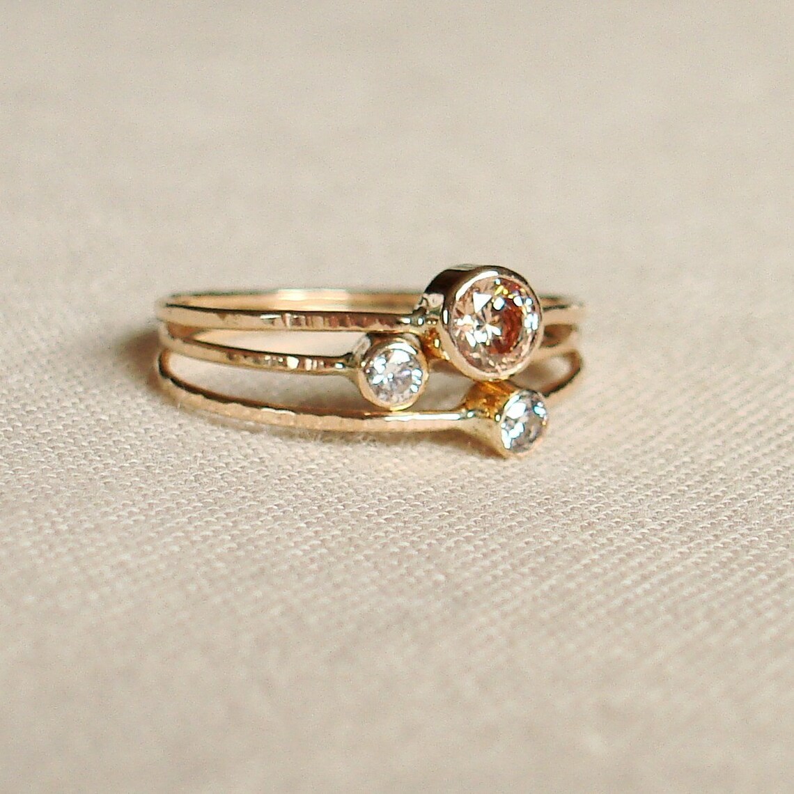 SOLID Gold Personalized Birthstone Rings Custom Mother | Etsy