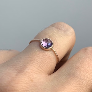 SOLID Gold Rose Cut Alexandrite Stacking Ring | June Birthstone Ring ...