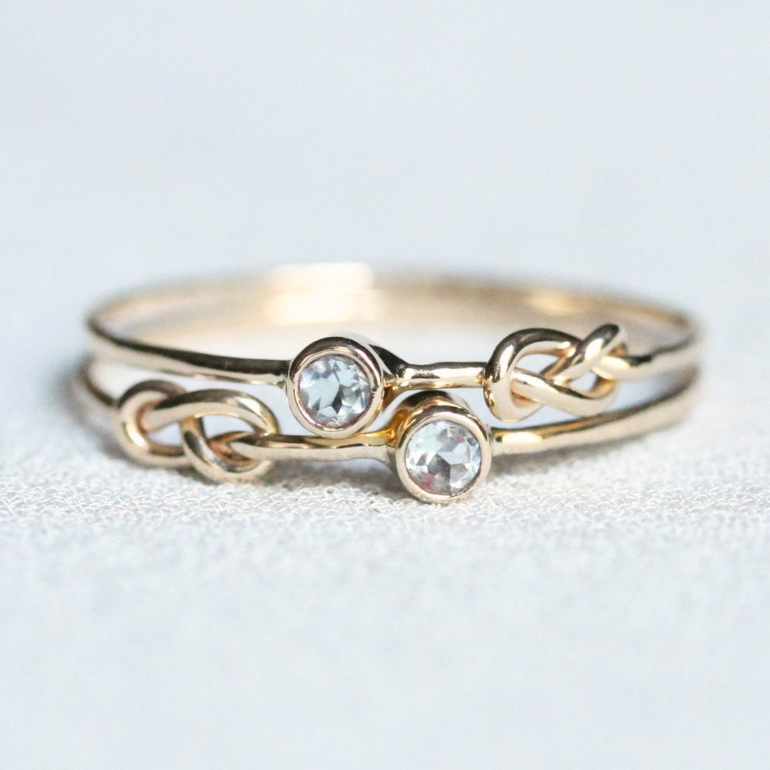 SOLID Gold Custom Birthstone Infinity Knot Rings | Infinity Knot Bands ...