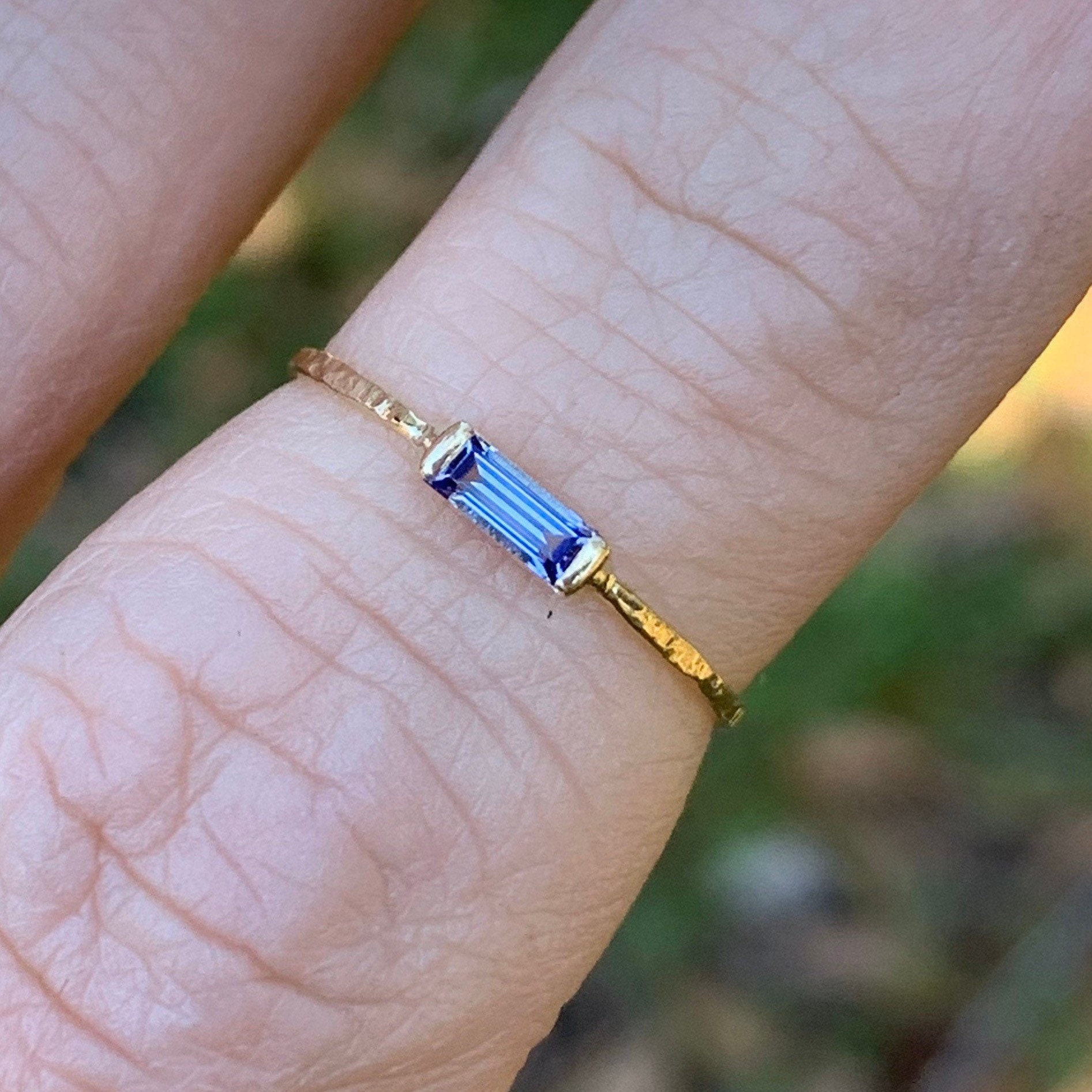 SOLID 14k Gold Tanzanite Baguette Ring Natural Tanzanite Art | Etsy