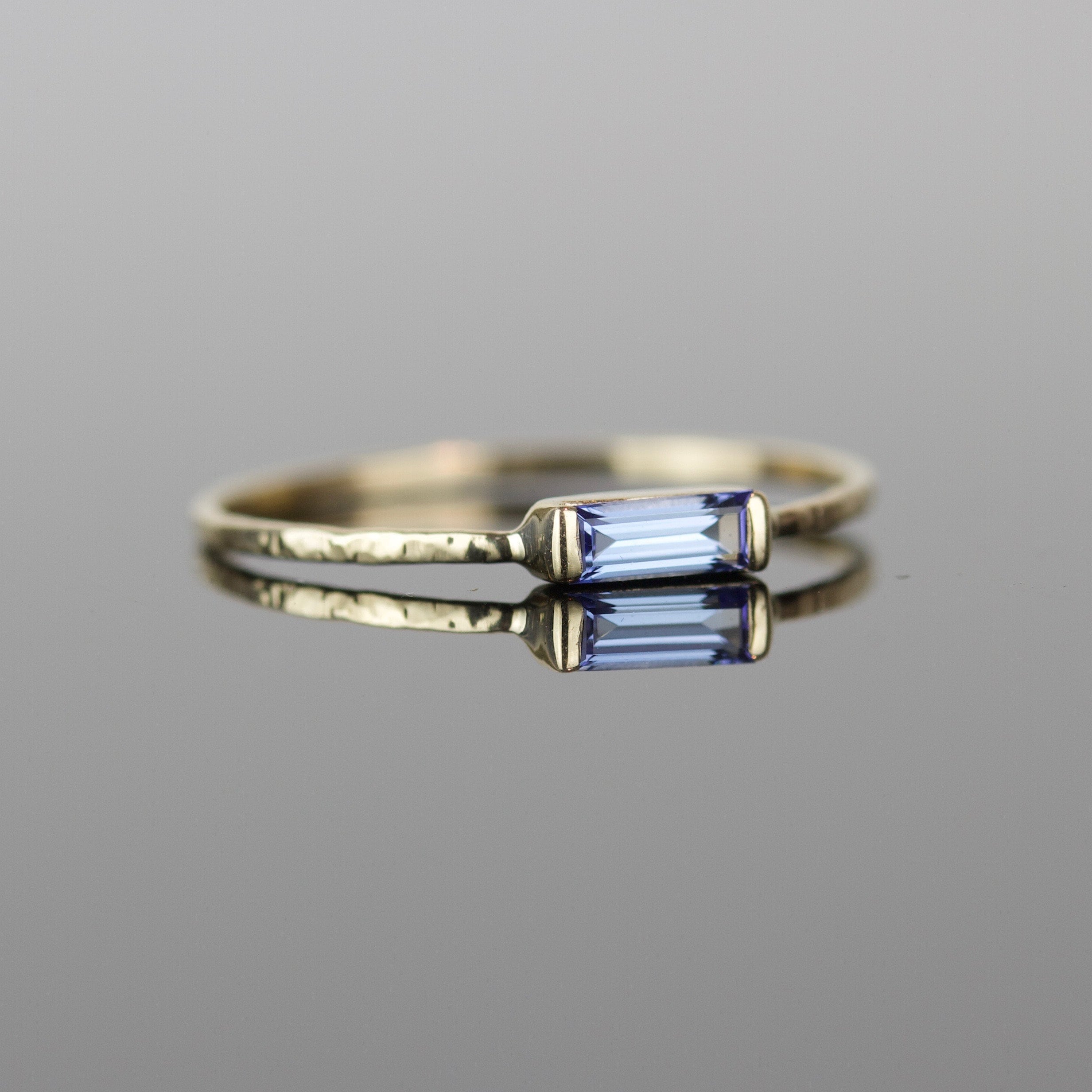SOLID 14k Gold Tanzanite Baguette Ring Natural Tanzanite Art | Etsy