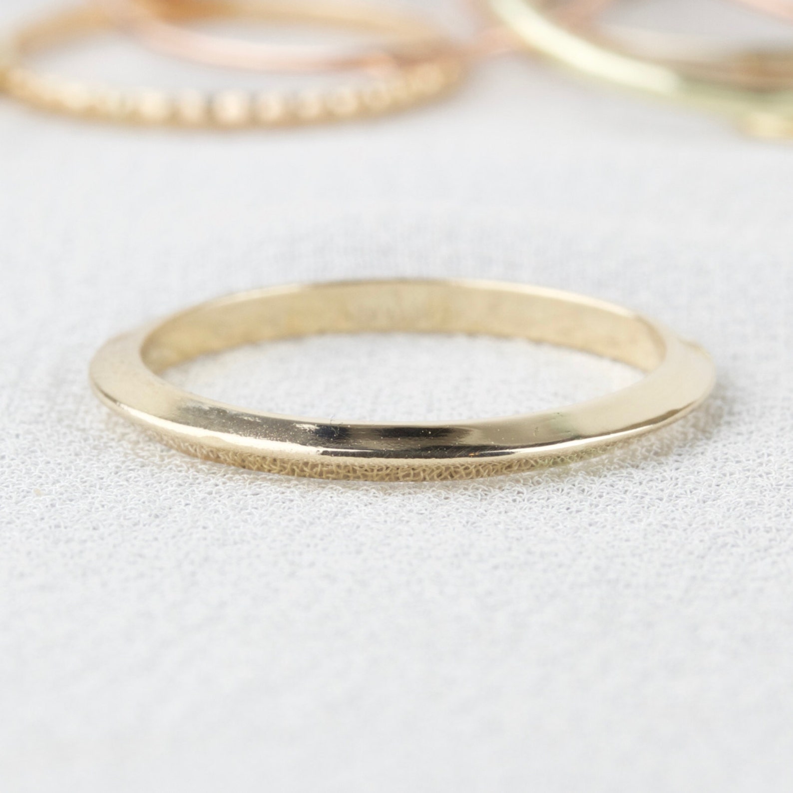 Triangle 14k Gold Geometric Wedding Band - SOLID 14k Yellow or Rose or ...