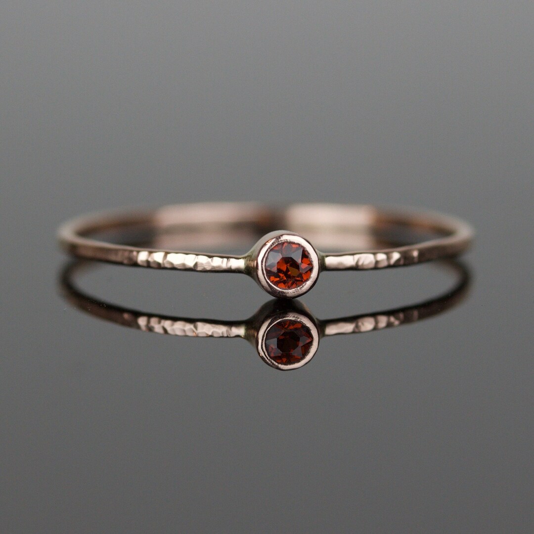 Tiny Garnet Ring | January Birthstone Ring | Dainty Stacking Ring ...