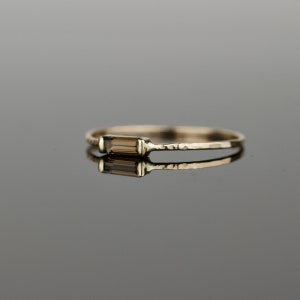 SOLID 14k Gold Smoky Quartz Baguette Ring | Natural Smoky Quartz Art ...