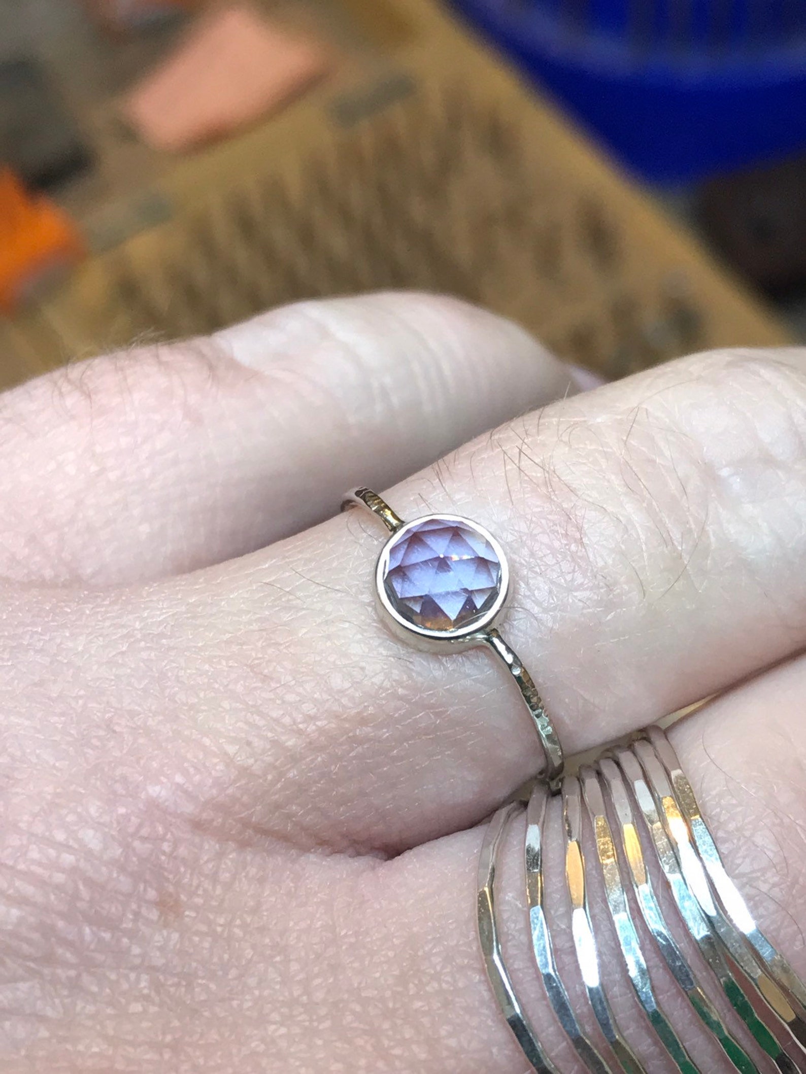 SOLID Gold Rose Cut Alexandrite Stacking Ring | June Birthstone Ring ...