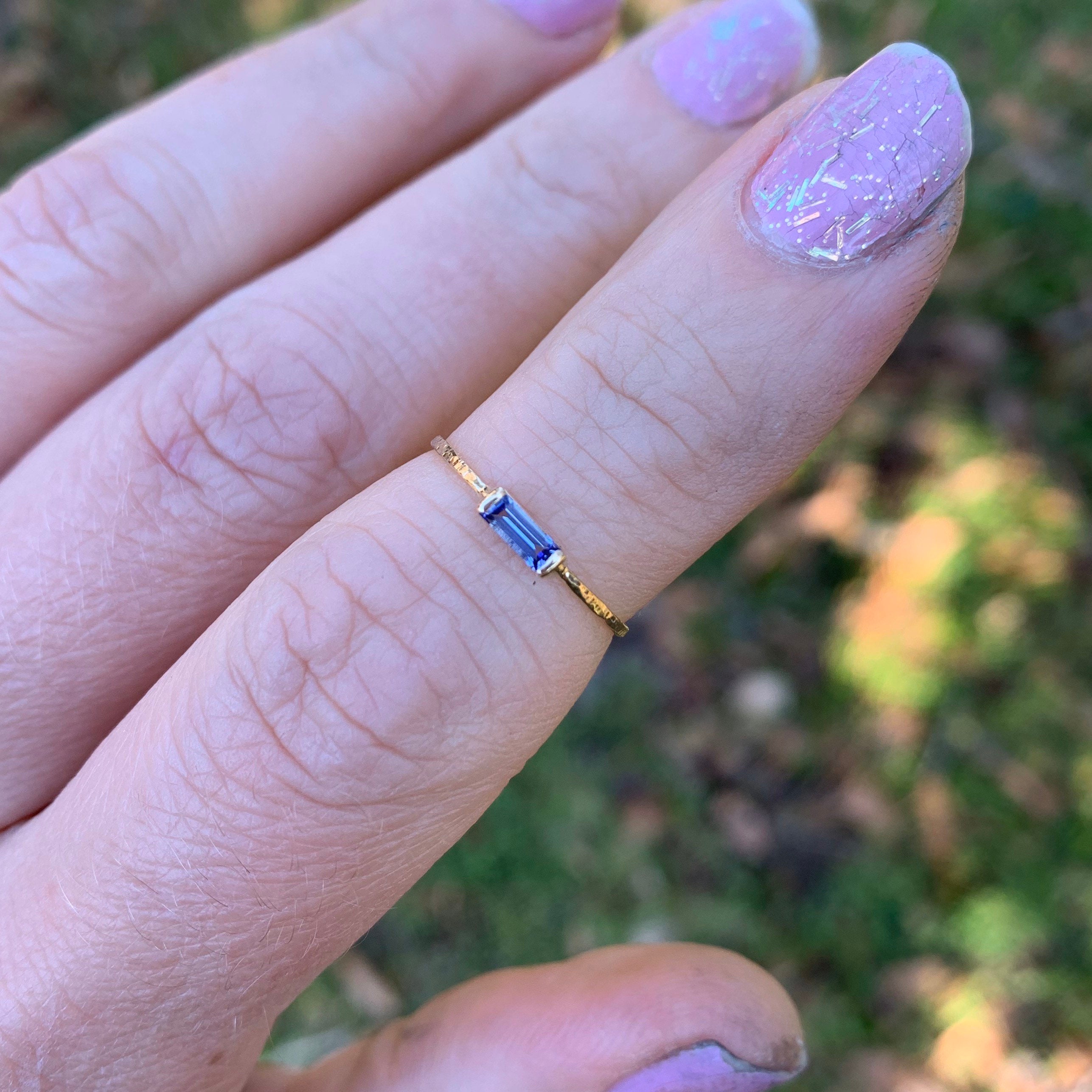 SOLID 14k Gold Tanzanite Baguette Ring Natural Tanzanite Art | Etsy