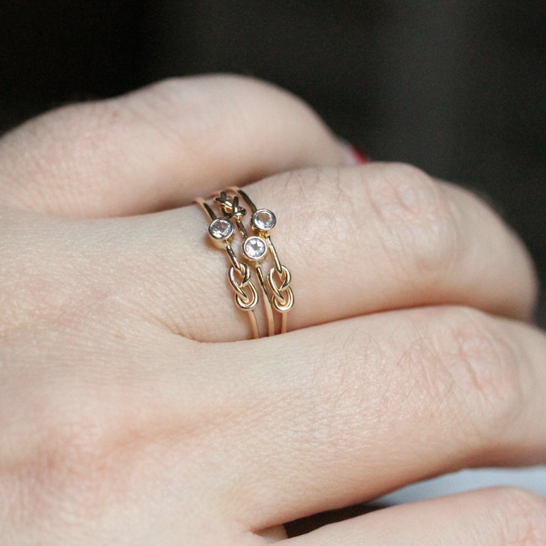 SOLID Gold Personalized Rings | Infinity Knot Bands | Delicate ...