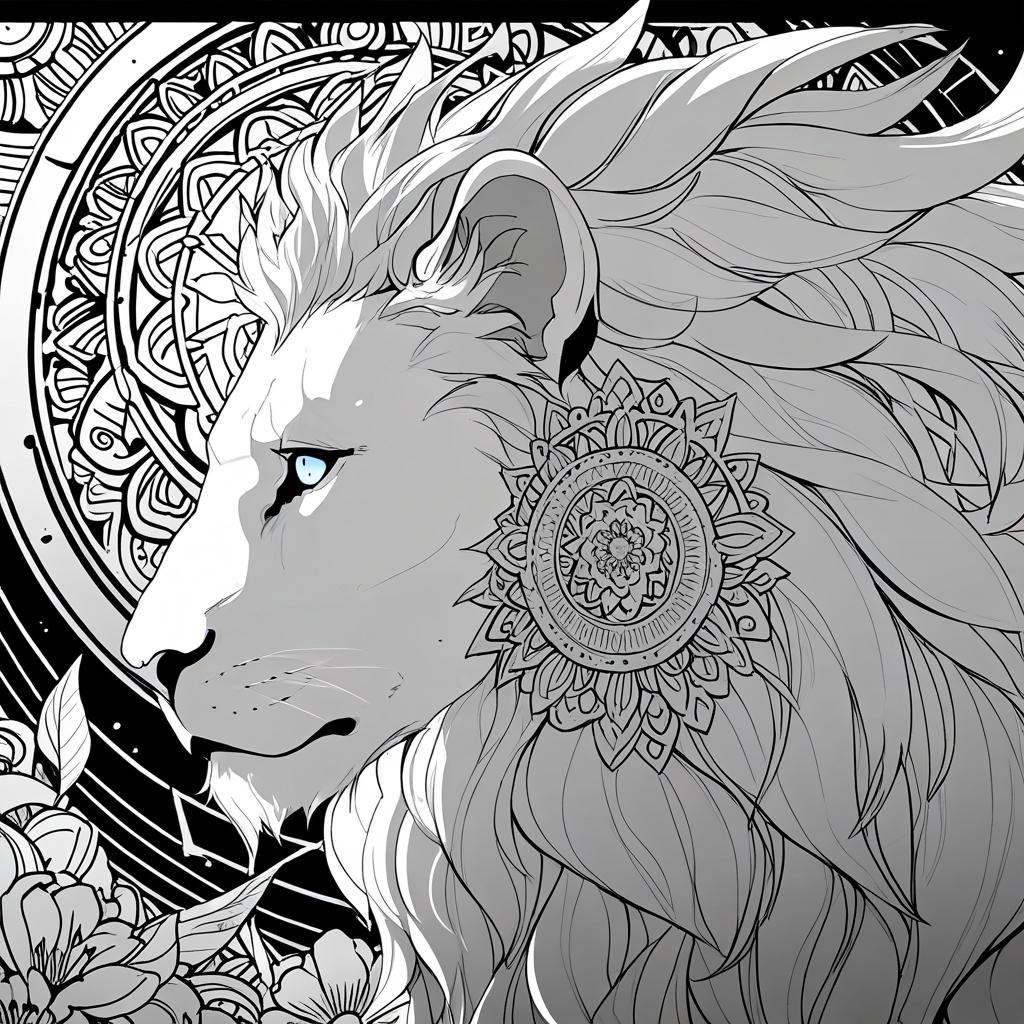 Mandala Lion Coloring Page | Intricate Adult Coloring Sheet | Floral ...