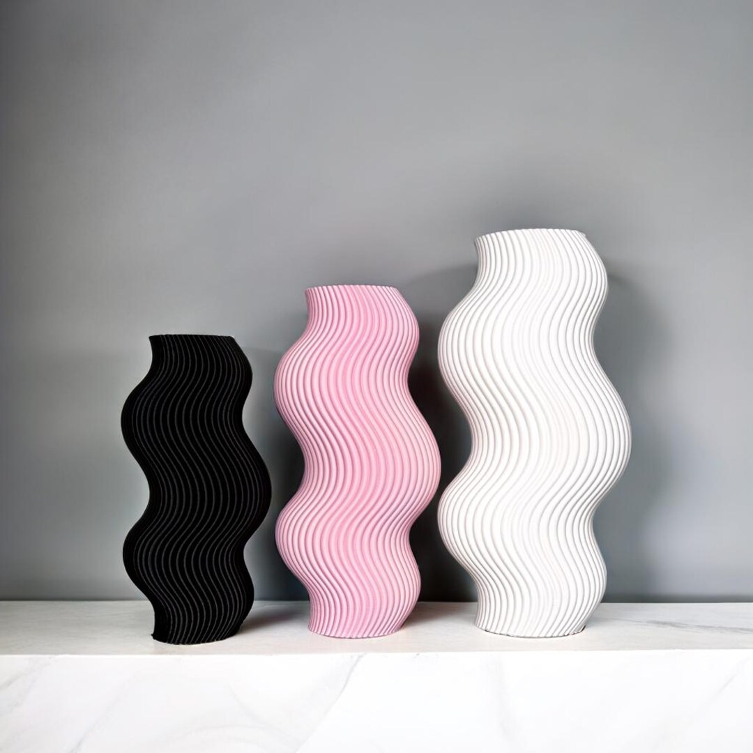 Modern Wavy Vase - Minimalist 3D Printed Decor for Home or Office - Etsy