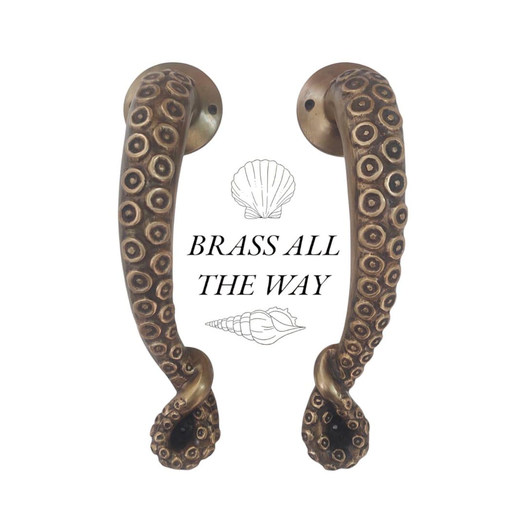 11.22” Brass Octopus Tentacles Door Handle - Octopus Tentacle Door Pull ...
