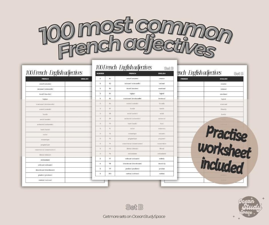 100 Most Used French Adjectives | French Vocabulary | Learn French Fast ...