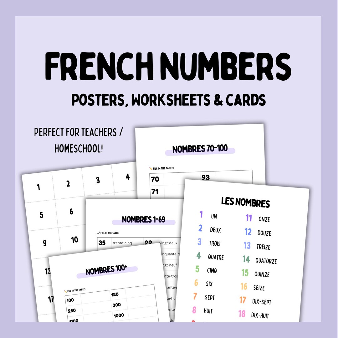 French Numbers Posters, Worksheets & Flashcards | Fun Pastel Classroom ...