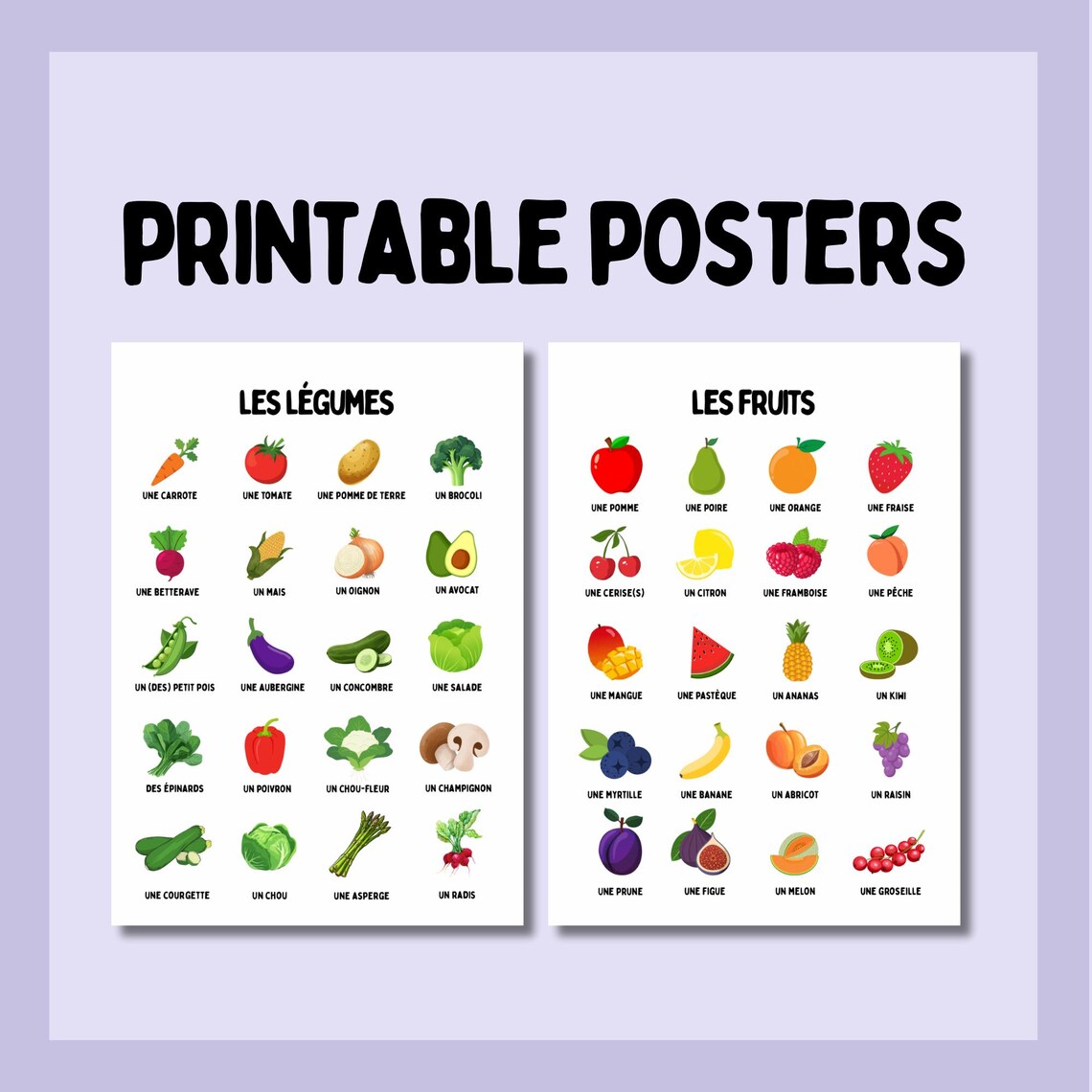 French Fruits & Vegetables Learning Pack | Printable Posters ...