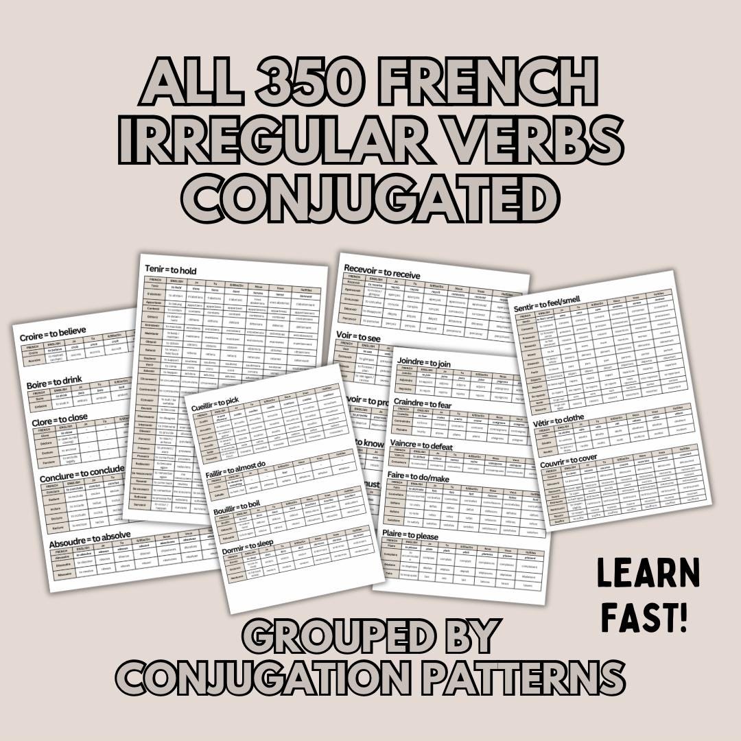 ALL 350 Irregular Verbs Grouped by Conjugation Pattern, Learn French ...