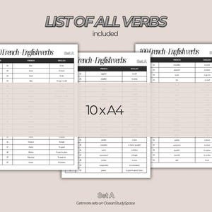 100 French Verbs Flashcards: Printable Study Set (PDF) - Etsy