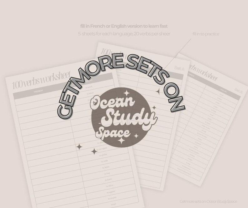 100 French Verbs Flashcards: Printable Study Set (PDF) - Etsy