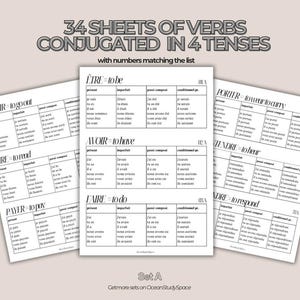 100 Most Common French Verbs - Etsy