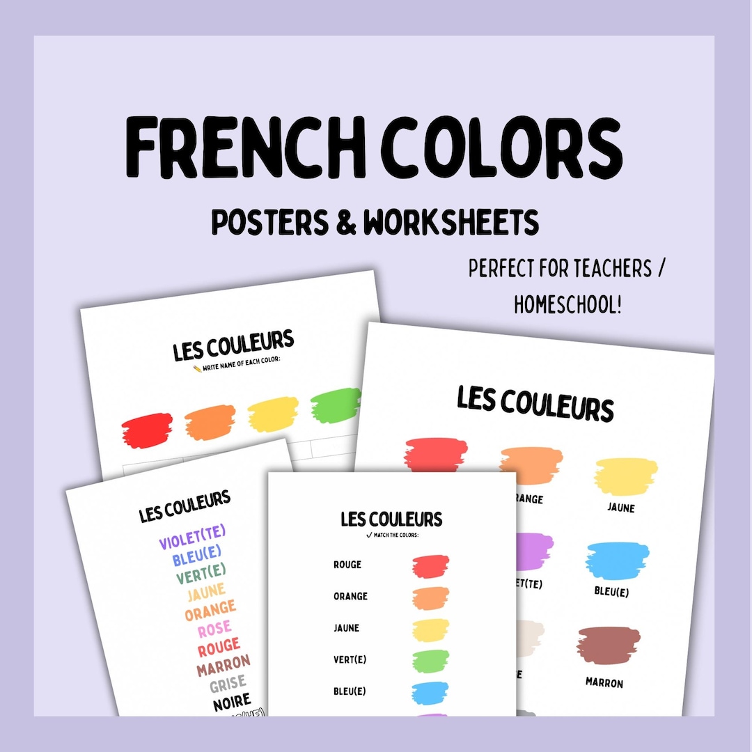 French Colors Vocabulary Worksheets and Posters | Fun Pastel Classroom ...