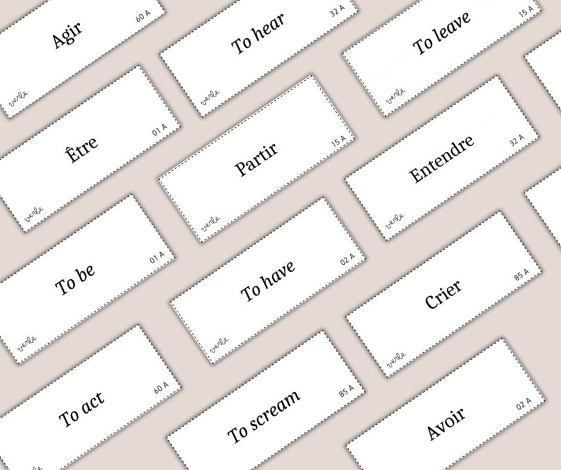 100 French Verbs Flashcards | Printable Flashcards French English ...