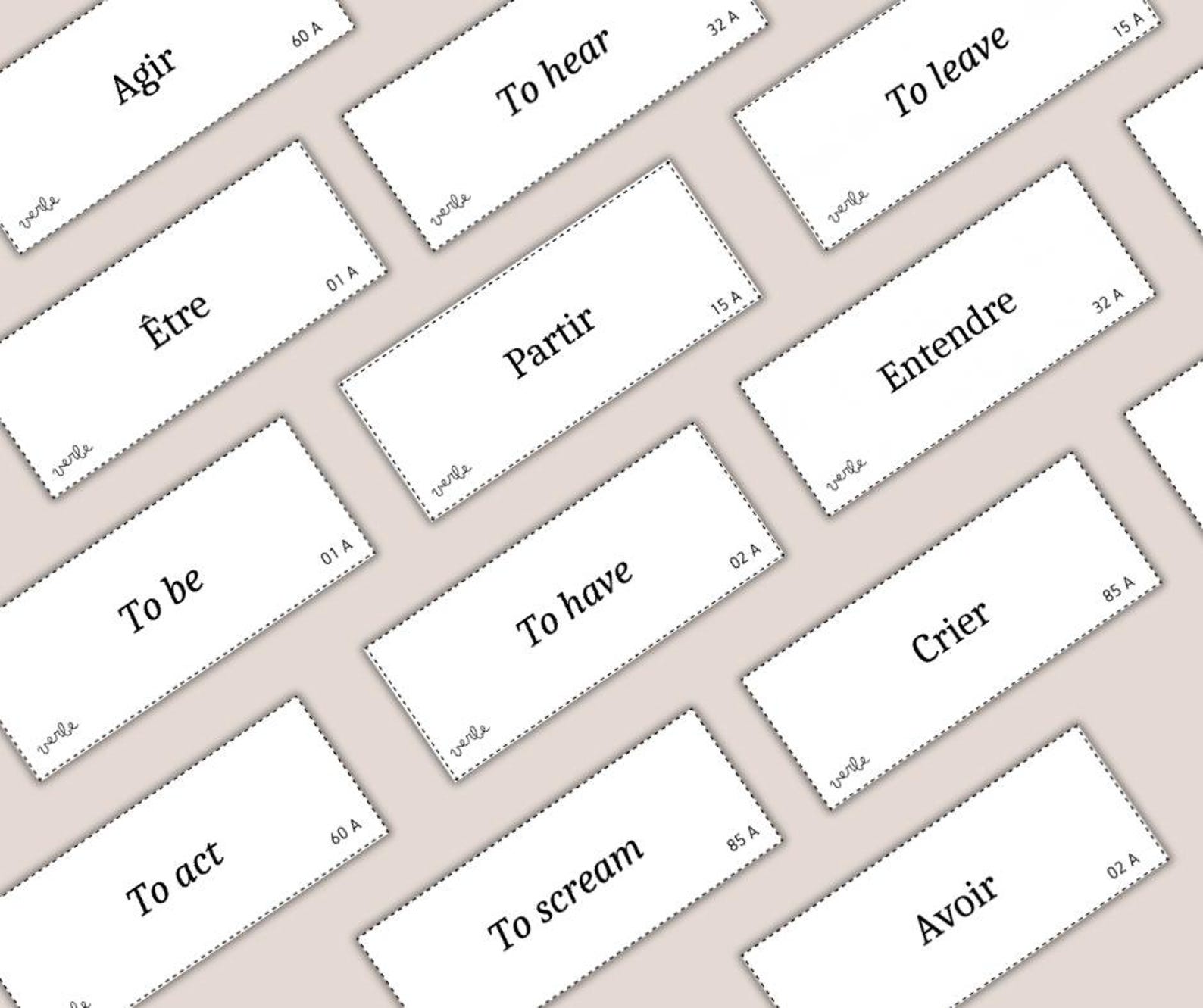 100 French Verbs Flashcards | Printable Flashcards French English ...