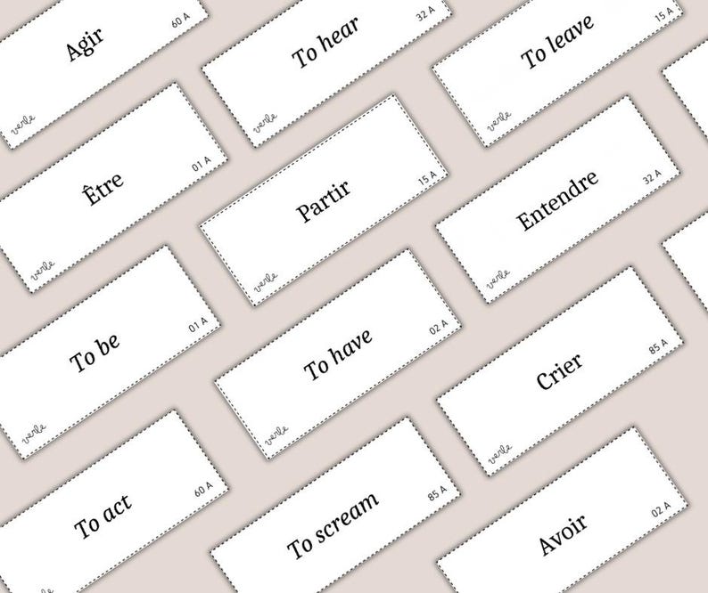 100 French Verbs Flashcards Printable Flashcards French English Learn ...