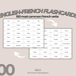 100 French Verbs Flashcards | Printable Flashcards French English ...