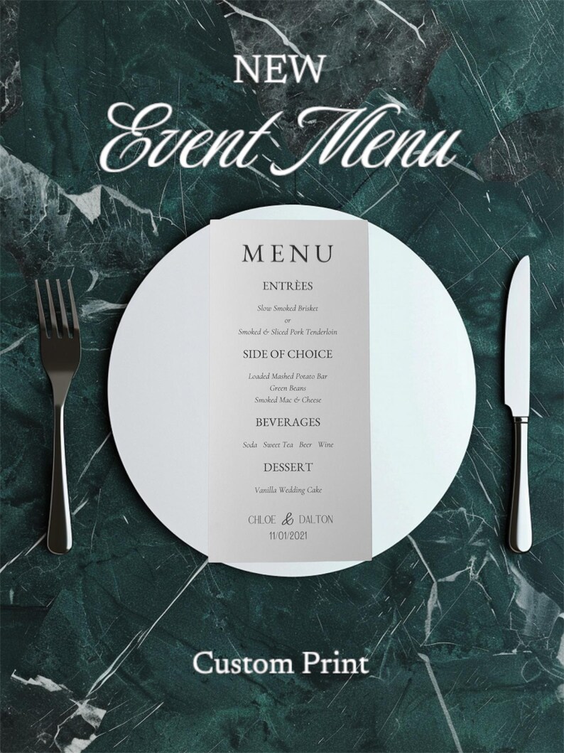 Custom Elegant Wedding/event Menu - Etsy